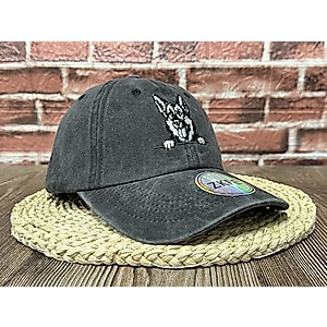 ZKFE Dog Lover Gifts, Embroidered German Shepherd Hat for Men Women, Washed Black Baseball Cap, Cotton Adjustable Dad Hat