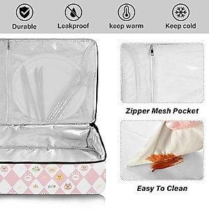 Kcldeci Insulated Thermal Food Carrier Insulated Casserole Carrier for Hot or Cold Food,Cute Animals Face Insulated Tote Bag for Potluck Cookouts Parties Picnic,Lasagna Lugger
