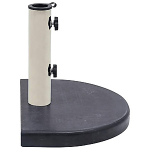 vidaXL Half-Round Black Umbrella Base, Durable Granite Construction, Stainless Steel Tube, Adapters for Various Parasol Sizes, Stable Garden Furniture Accessory - 15.7"x11"x1.6" - 22 lb Weight