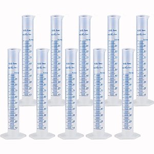 10Pack 100ml Plastic Graduated Cylinder, Plastic Measuring Cylinder Set, 2-Sided Marking Lab Cylinders, Clear Science Measuring Cylinder for Home and School Science, Laboratory Supplies