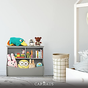 CAPHAUS Kids' Toy Storage Organizer, Open Storage Cubby, Multifunctional Book and Toy Storage Cabinet, Book and Toy Storage Shelf for Nursery, Playroom, Closet, Home Organization Toy Bookcase