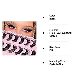 JIMIRE Faux Mink Lashes Wispy Fairy Strip Lashes Full Fluffy False Eyelashes Cat Eye Pestañas 5D Multilayer Spiky Butterfly 15MM Volume Fake Lashes 8 Pairs Pack