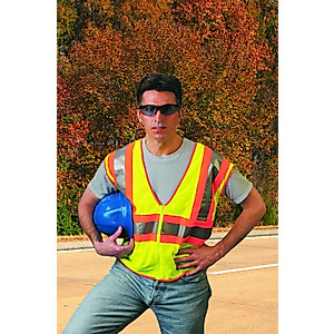 MCR Safety WCCL2LX2 Class 2 Polyester Mesh Safety Vest with 3M Scotchlite 4-1/2-Inch Orange/Silver Reflective Stripe, Fluorescent Lime, 2X-Large