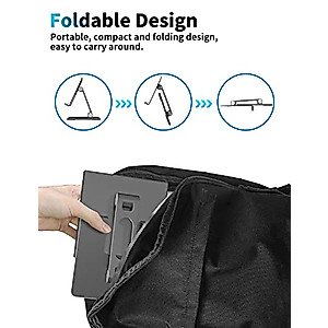 ALASHI Tablet Stand - Foldable, Adjustable Height, Multi-Angle, Sturdy Metal Base, Holds 4-13.3 Inch Tablets, Gray