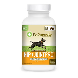 Pet Naturals Hip and Joint Pro with Glucosamine, Chondroitin and MSM, Duck Flavor, 130 Chews - Vet Recommended Maximum Strength Hip and Joint Supplement for Dogs