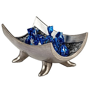 Creative Scents Schonwerk Centerpiece Bowl- Crackled Mosaic Design- Functional Table Decorations- Centerpieces for Dining/Living Room - Best Wedding/Birthday (Silver)