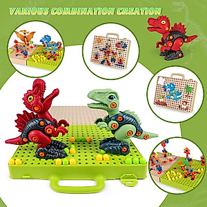 Dinosaur Take Apart Toys with Electric Drill for Kids, Dinosaur Toys for Kids 3-5, Dinosaurs Building Construction Toy Set Educational Learning STEM Toys Gift for 3 4 5 6 7 Year Old Boys & Girls