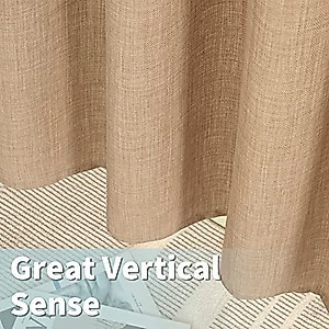 LAMIT Natural Linen Curtains for Bedroom, 84 Inch Faux Linen Textured Light Filtering Privacy Burlap Drapes Grommet Sheer Panels for Farmhouse/Living Room, 2 Panels, 52 x 84 Inch