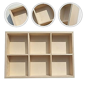 Alipis Wood Storage Case Wooden Drawer Organizer 6 Grid Divider Storage Box Underwear Socks Organizer Tray Closet Cabinet Storage Holder for Crafts Crayon Jewelry Pigment Compartment Case