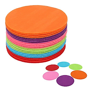 MWOOT 36Pcs Carpet Spot Markers,Colorful Non-Slip Nylon Floor Carpet Dots Sit Markers Circular Magic Sticker,Hook and Loop Floor Sitting Spot Markers for Children's Game Training (4 inches)