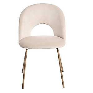 CangLong Velvet Seat Chair with Metal Legs for Kitchen Dining Room, Pack of 2. Beige