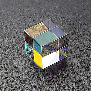 F-ber 1Pcs Optical Glass RGB Dispersion Prism X-Cube for Physics Teach Decoration Art 15x15x15mm/0.59'' x 0.59'' x 0.59"