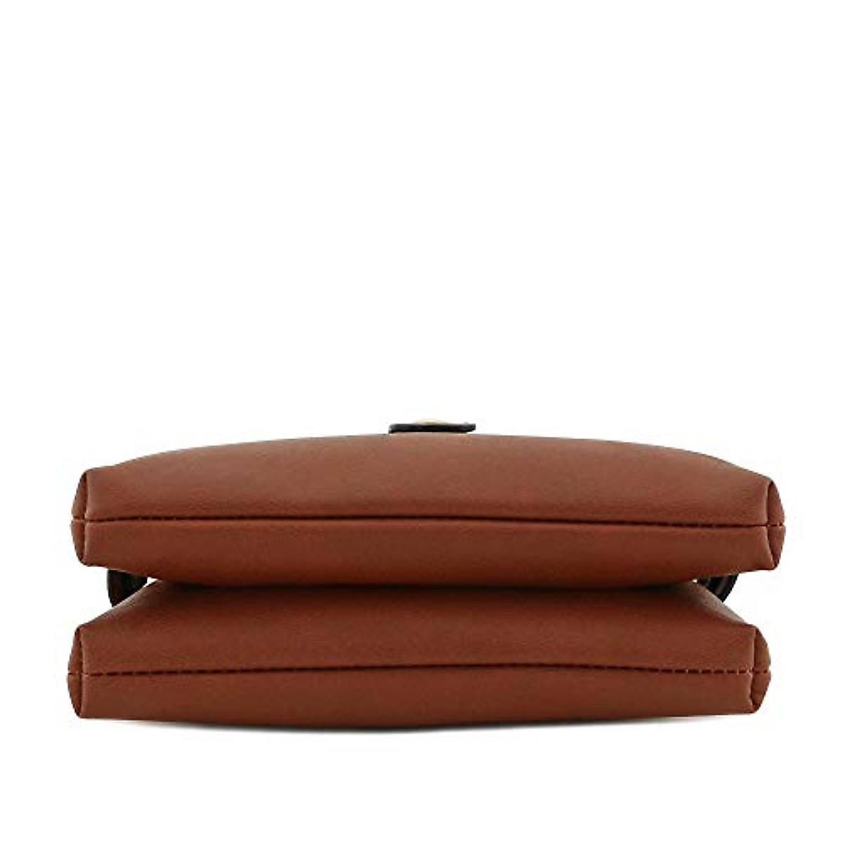 FashionPuzzle Double Compartment Small Crossbody Bag (Brown)