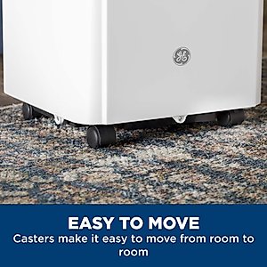 GE Portable 3-in-1 Air Conditioner with Dehumidifier and Fan, 9,000 BTU, Cooling for 250 sq ft rooms, Includes Remote, Vent Hose and Easy Window Install Kit, WiFi & SMART Connected, White