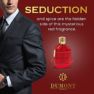 Dumont NITRO RED - 3.4oz - Eau De Parfum - Luxury Perfume for Men - Fruit, Woody, Floral & Masculine Fragrance - Long Lasting Cologne Mist & Body Spray - for Him
