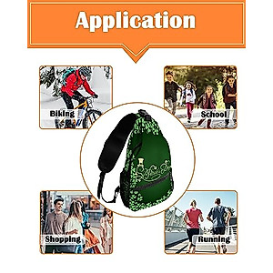 Sling Backpack, St. Patrick's Day Lucky Shamrock Spring Clover Green Waterproof Lightweight Small Sling Bag, Travel Chest Bag Crossbody Shoulder Bag Hiking Daypack for Women Men