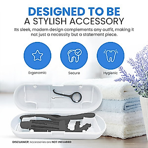 OrthoKey OrthoPod Dental Travel Case - Secure Storage for Aligners, Retainers, and Invisalign - Convenient Toothbrush and Toothpaste Holder - Clear Removable Grabber - Sterile Storage