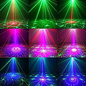AMKI DJ Disco Lights, 15 Eyes RGB Party Lights Stage Light by DMX512 Control, Sound Activated LED Pattern Strobe Lights for Parties Live Laser Light Show Xmas Club Bar Disco Dancing