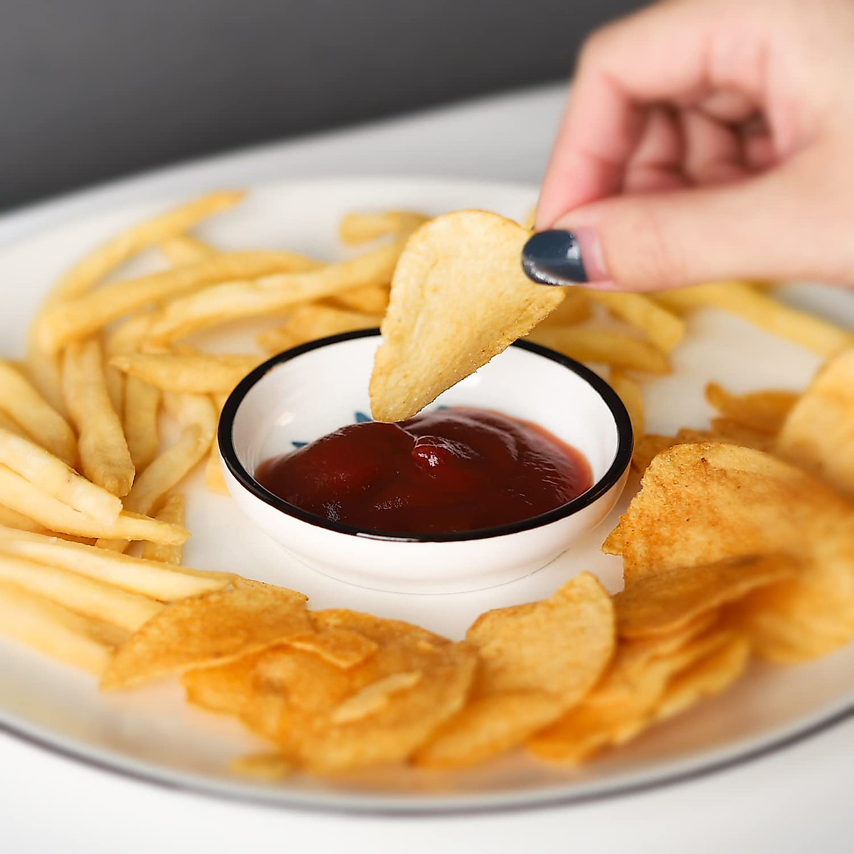 MOSYONE Soy Sauce Dish Ceramic Set of 6 - Soy Sauce Dipping Bowls for Sushi - 3.5 Inch Serving Dish - Japanese Style Dinnerware Set