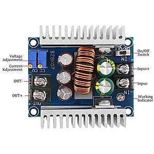 XINGYHENG 2Pcs 20A 300W High-Power Buck Converter Module DC 6-40V to DC 1.2-36V Adjustable Constant Voltage Constant Current Power Module Charging Drive with Short Circuit Protection
