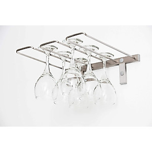 VintageView Wall Series-Stemware Wall Mounted Wine Glass Rack (Chrome Plated) Stylish Modern Wine Storage with Label Forward Design