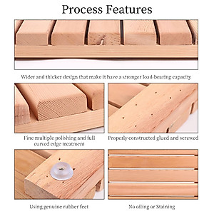 bingaai Cedar Wood Shower Mat, Cedar Wooden Bath Mats, Wood Bath Mat 23.6 × 15.7 in, Shower Stall Mat Non-Slip for Bathroom Bathtub Spa Sauna Garden Home, Wooden Floor Mat Large for Indoor and Outdoor