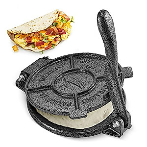 ARC Tortilla Press 8 inch Include 100 Pcs Parchment Paper, Cast Iron Tortilla Maker, Heavy Duty Tortillera Pataconera, Flour Tortilla Press, Roti Maker, Taco Maker, Taco Press, Black Gray