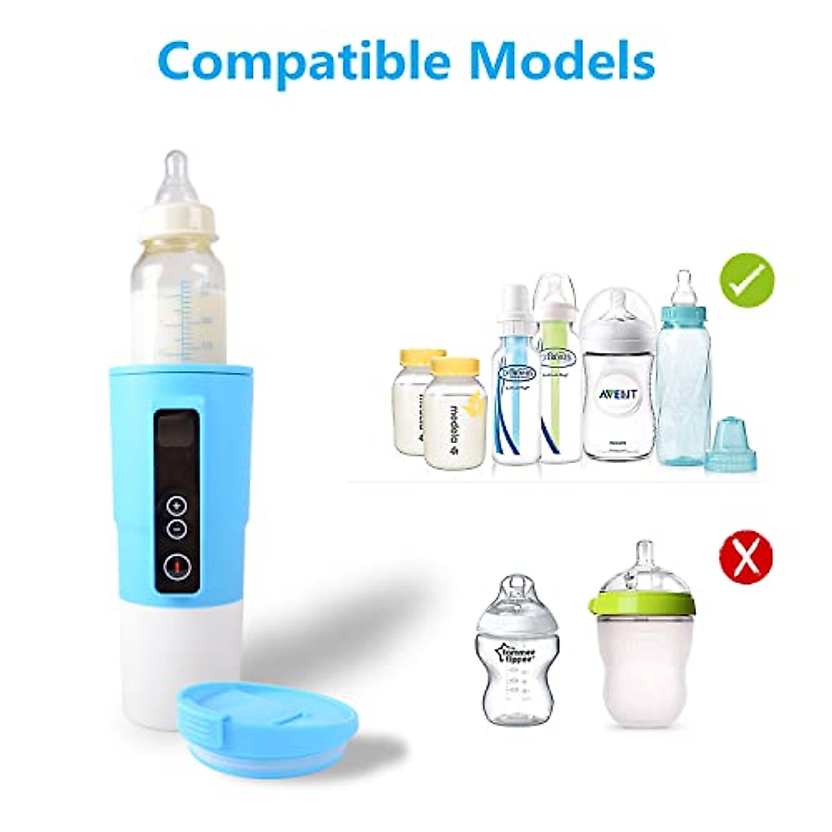 12V Baby Bottle Warmer Car Bottle Warmer for Breastmilk Bottle Heater for Babies Smart Temperature Control Mug for Coffee/Tea/Beverage/Milk and Hot Chocolate (Blue)