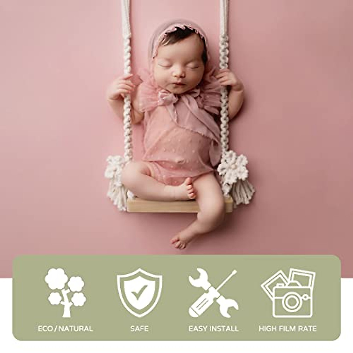 M&G House Newborn Photography Props Swing Prop Wooden Swing Seats Baby Photo Props Wooden Prop Swing Baby Photoshoot Props Newborn Photography Accessory(Wood Color, 4 Wings 6 Red Hearts)