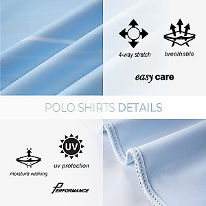 AULEEGAR Mens Golf Shirt Lightweight UPF 30+ XL Blue Stripe