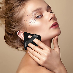 Pimoys 4 Pieces Powder Puff Makeup Sponge Triangle Powder Puffs for Face Powder Loose Powder, Velour Foundation Sponge Setting Powder Puff Beauty Makeup Tool, Black