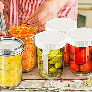16 oz 6 Pack Glass Mason Jars with Plastic and Metal Airtight Lids Regular Mouth Glass Jars Clear Canning Jars for Food Storage Overnight Oats Food Snacks Candies DIY Projects (Wide Mouth)