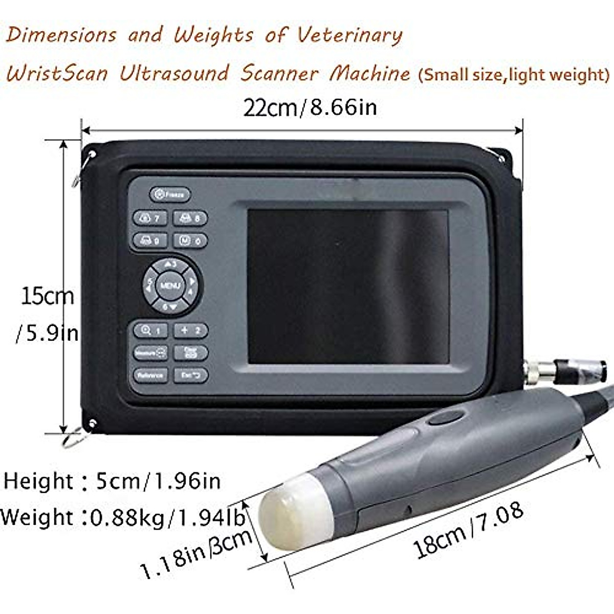 Portable Ultrasound Scanner for Veterinary,Digital PalmSmart Ultrasonic Scanner Veterinary Pregnancy V8 with Rectal Probe for Large Animals like Cattle, Horse, Camel, Equine, Goat, Cow and Sheep