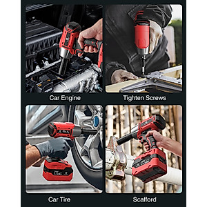 Avhrit Cordless Impact Wrench 1/2 Inch, 480Ft-lbs(650Nm) Brushless 1/2 Impact Gun w/ 2x 4.0 Batteries, Fast Charger, 4 Sockets, 6 Screws, Electric Impact Wrench for Home Car Tires