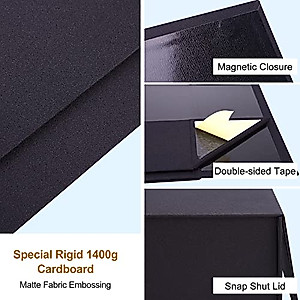 URbantin Large Black Gift Box with Lid (35.5x24.5x11.9CM), Magnetic Closure Gift Box, Bridesmaid Proposal Box, Sturdy Shirt Box, Suitable for Gift Wrapping