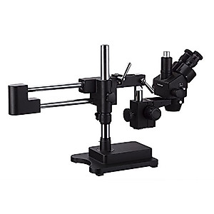 AmScope - 3.5X-180X Trinocular Stereo Zoom Microscope with Black Double Arm Boom Stand - SM-4TZZ-B