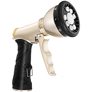 Garden Hose Nozzle, Heavy Duty Metal Water Hose Nozzle with 9 Spray Patterns, High Pressure Water Hose Nozzle Sprayer for Watering Garden, Washing Cars and Showering Pets