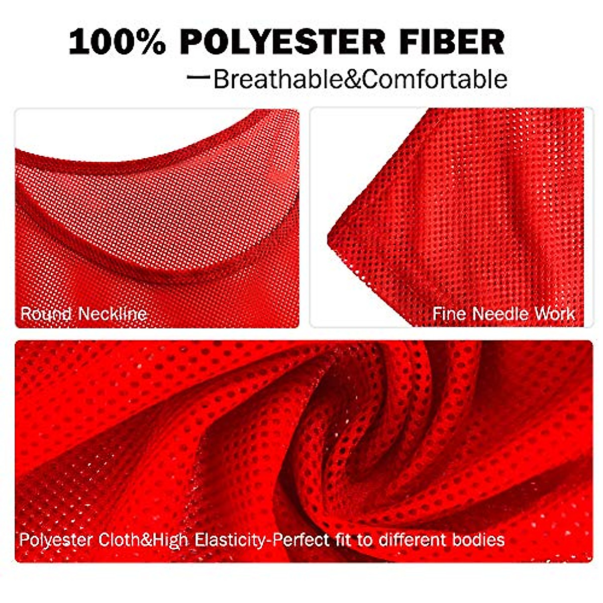 Antoyo Basketball Jersey，Pinnies Adult，Scrimmage Vests for Kids Soccer Training Equipment Red-M