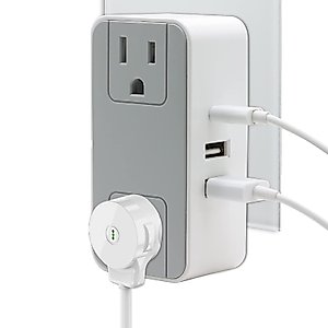 BSEED 2-Outlet Extender with 2 USB Ports(1 USB C, 3A),Multi Plug Outlet Extender with USB and Type C,Surge Protector Outlet Splitter,Power Strip Multiple Plug Expander for Travel, Home, Office