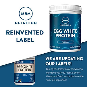 MRM Nutrition Egg White Protein | Vanilla Flavored | 23g Fat-Free Protein | with Digestive enzymes | Highest Biological Value | Clinically Tested | 20 Servings