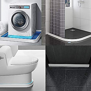 GenericBrands 59 Inch Collapsible Shower Water Dam Threshold, Bathroom Water Stopper Barrier Keeps Water Inside Dry and Wet Separation for Sink or Shower