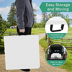 Folding Table, 4 FT Heavy Duty Plastic Foldable Table with Carrying Handle, Adjustable Height Portable Party Tables for Garden Party Picnic Camping BBQ Dining Kitchen Wedding Market Events