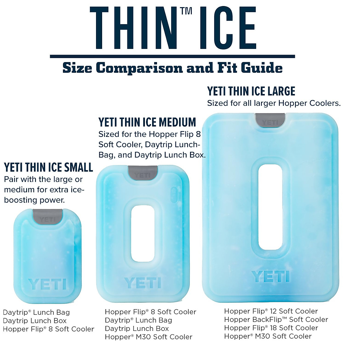 YETI Thin ICE Refreezable Reusable Cooler Ice Pack, Large