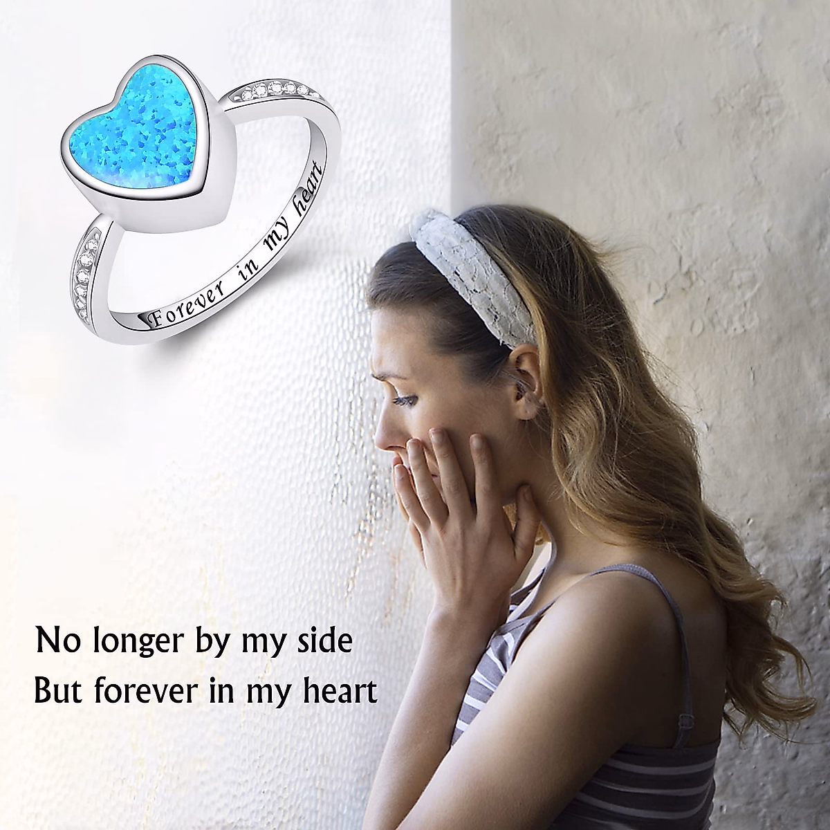925 Sterling Silver Heart Urn Rings Hold Loved Ones Ashes Cremation Memorial Ring Keepsake Jewelry for Women for Human Ashes (Blue, 9)
