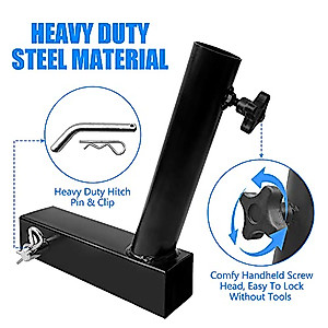 KAIRAY Hitch Mount Flagpole Holder Universal for Standard 2 inch Hitch Receivers fit for Truck SUV RV Pickup