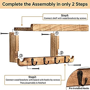 Emfogo Coat Rack Wall Mount Shelf with Hooks 17" Coat Hangers for Wall 6 Coat Hooks Wall Mounted for Kids, Bathroom, Entryway, Bedroom, Living Room
