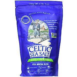 Fine Ground Celtic Sea Salt – 16 Ounce (Pack of 1) Resealable Bag of Nutritious, Classic Sea Salt, Great for Cooking, Baking, Pickling, Finishing and More, Pantry-Friendly, Gluten-Free