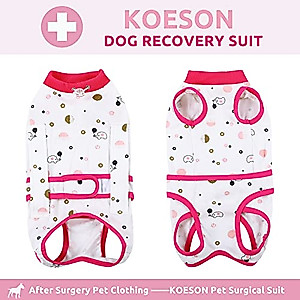 KOESON Dog Recovery Suit, Spay Suit for Female Dogs with Pee Hole Pet Surgical Recovery Suit Dog Cone Alternative, Dog Surgery Recovery Suit Anti Licking Pet Bodysuit for Abdominal Wound Balloon S