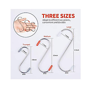 NewFamily 40 Pack S Hooks Stainless Steel for Hanging,Heavy Duty S Shaped Hooks for Hanging Clothes, Metal Hooks for Kitchen,Wardrobe,Work Shop,Bathroom,Garden,Office