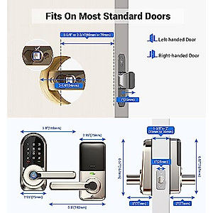 Veise Smart Lock, Keyless Entry Door Lock with Handle, Fingerprint Door Lock, 7-in-1 Smart Locks for Front Door, Electronic Digital Lock with Keypad, APP Control, Front Door Lock Set, Satin Nickel
